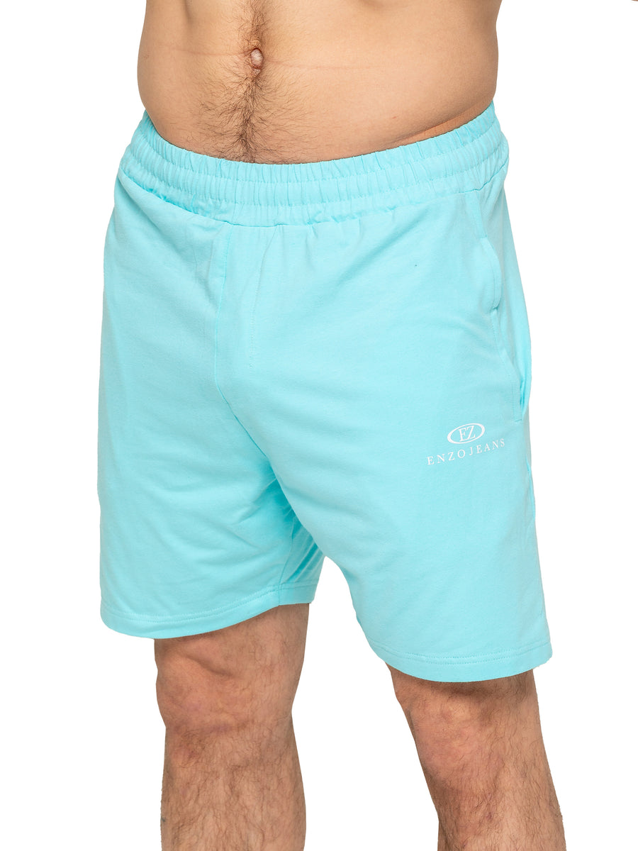 Fabian Logo Shorts - Aqua Blue – ENZO Jeans