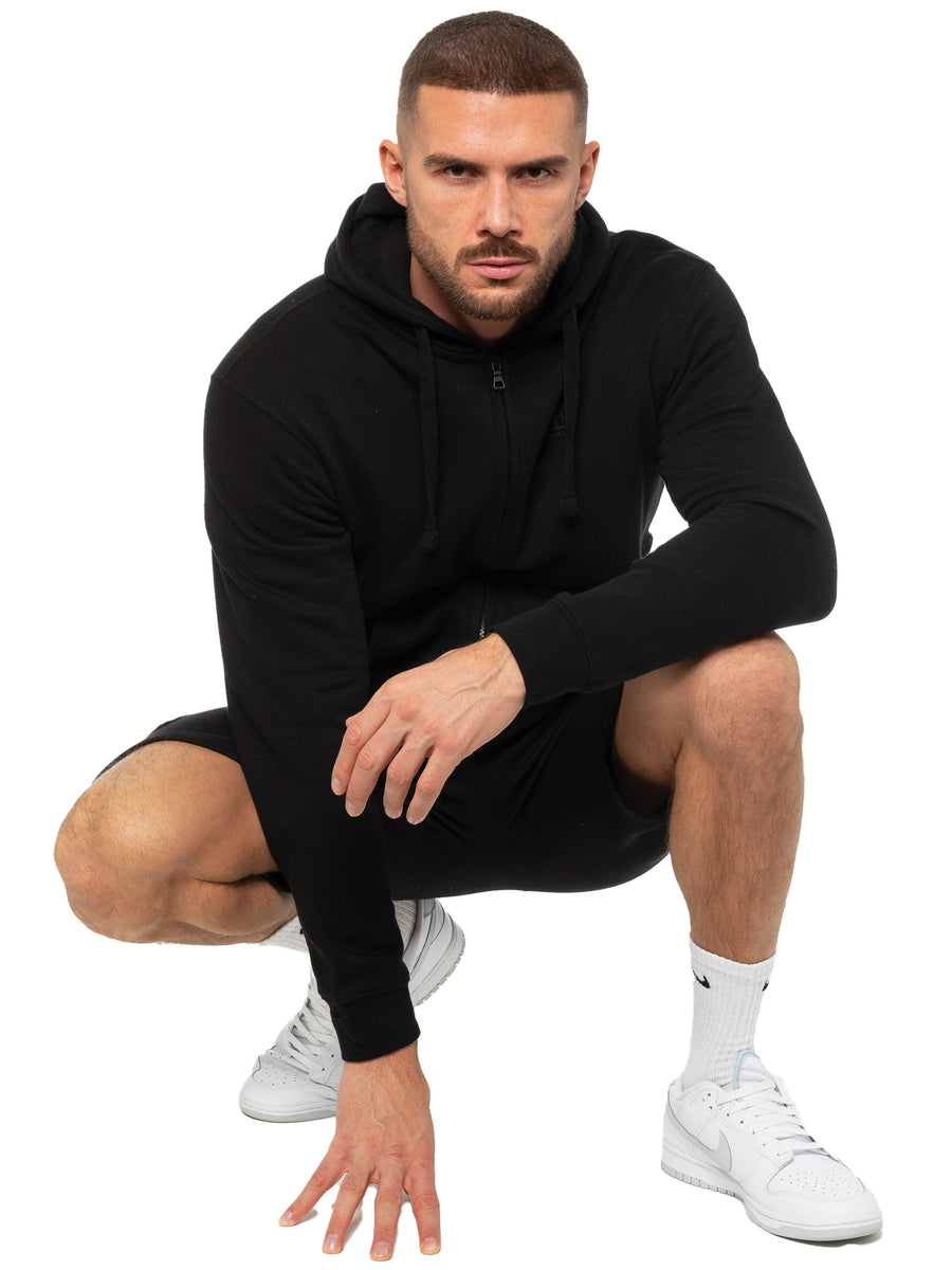Archer Print Zip Up Hoodie - Black – ENZO Jeans