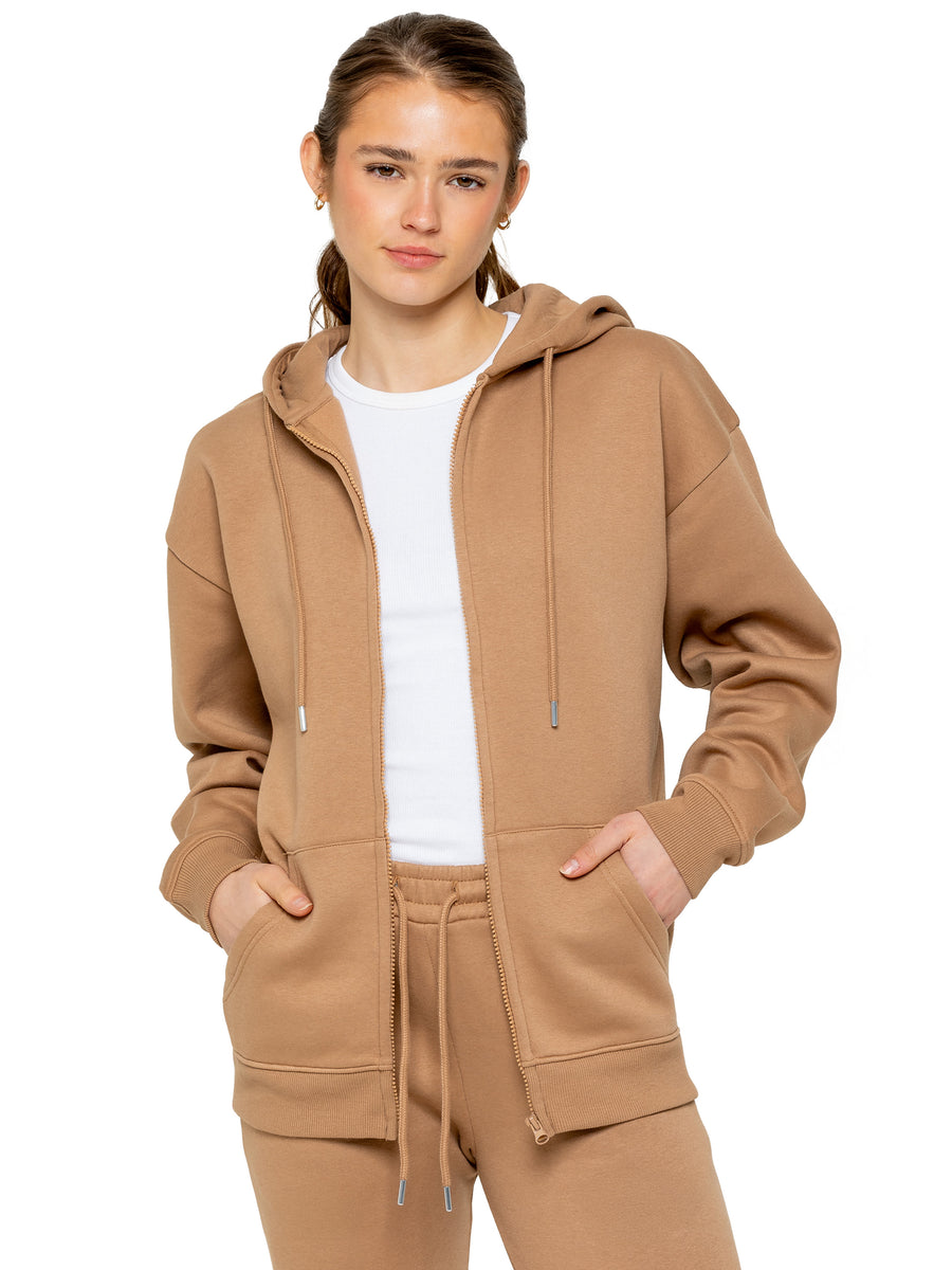 Oversized Essential Zip Hoodie - Camel – ENZO Jeans