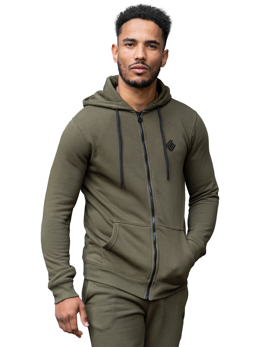 Carter Zip Up Hoodie - Khaki – ENZO Jeans